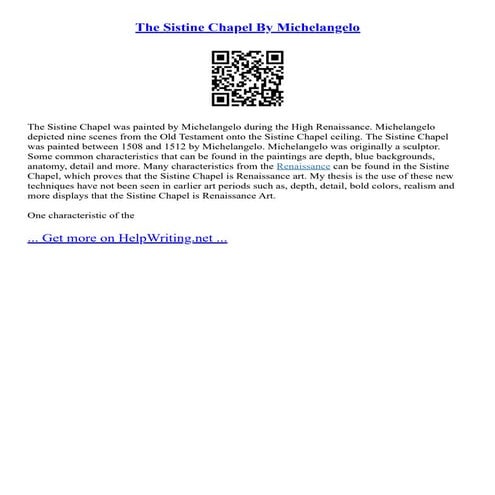 The Sistine Chapel By Michelangelo | PDF