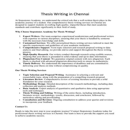 MBA Project Center in Chennai | StepsStone’s Academy | PDF