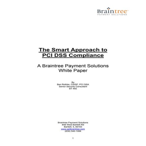 The Smart Approach To Pci DSS Compliance – Braintree White Paper | PDF