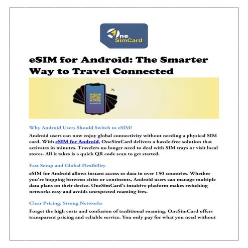 eSIM for Android: The Smarter Way to Travel Connected | PDF