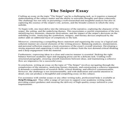 The Sniper Essay.pdf | Surgery | Medical Health