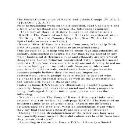 The Social Construction of Racial and Ethnic Groups [WLOs 2, 4] [.docx