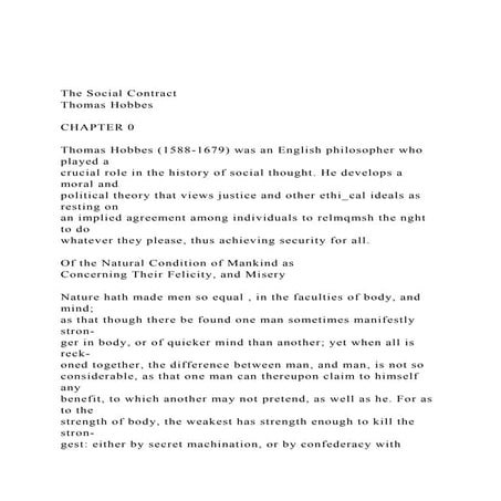 The Social Contract Thomas Hobbes CHAPTER 0 Thomas H.docx