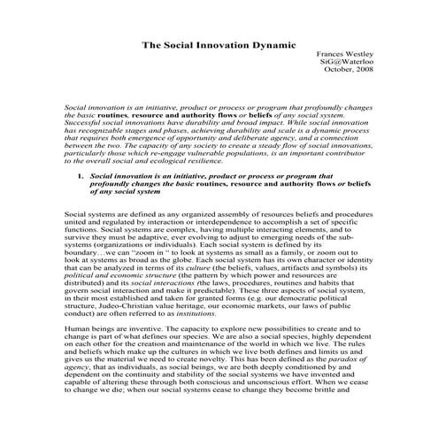 The Social Innovation Dynamic | PDF