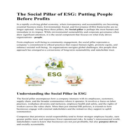 The Social Pillar of ESG: Putting People Before Profits | PDF