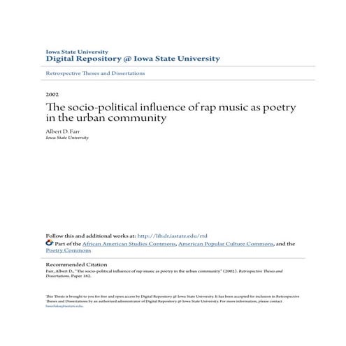 The socio political influence of rap music as poetry in the urban | PDF ...