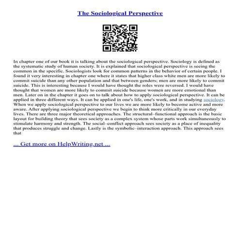 The Sociological Perspective | PDF
