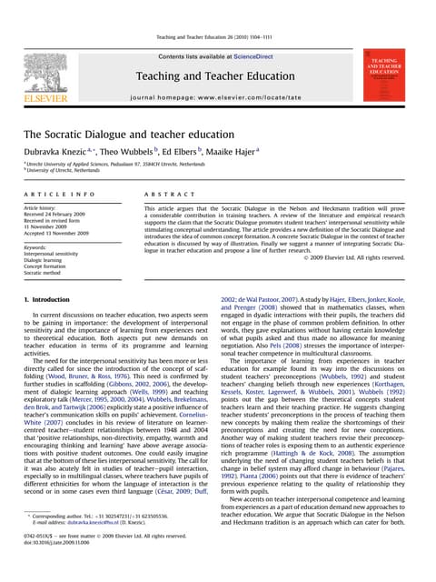Socratic approach of teaching | PDF
