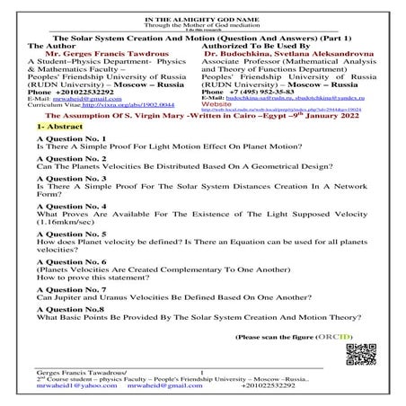The Solar System Creation And Motion (Question And Answers) (Part 1).pdf