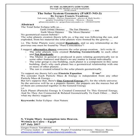 The solar system geometry (part no-3) | PDF