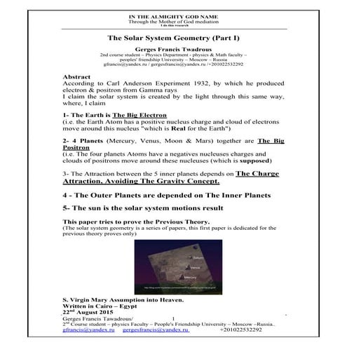 The solar system geometry (part i) | PDF