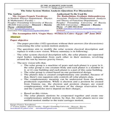 Solar system motion analysis (i) | PDF