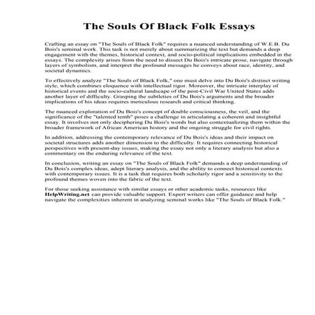 The Souls Of Black Folk Essays | PDF
