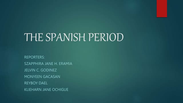 Literature during the Spanish period (1565-1898) | PPTX