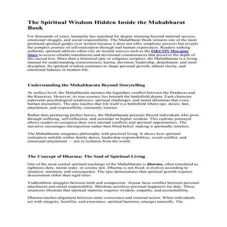 The Spiritual Wisdom Hidden Inside the Mahabharat Book | PDF