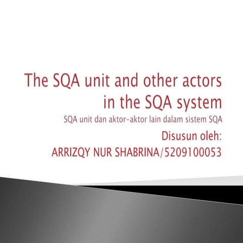 The sqa unit and other actors in the sqa system | PPT
