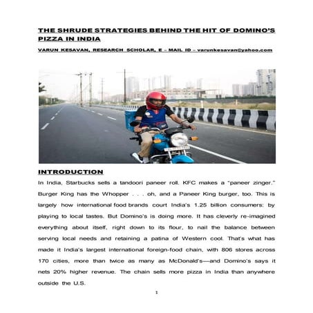 THE SHRUDE STRATEGIES BEHIND THE HIT OF DOMINO’S PIZZA IN INDIA | DOCX ...