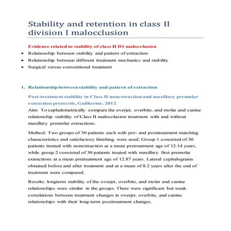 The stability of class ii malocclusion for orthodontists by Almuzian | DOCX
