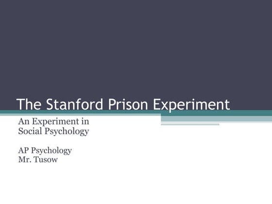 Stanford Prison Experiment | PDF