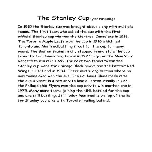 The stanley cup week 4 ict | DOCX