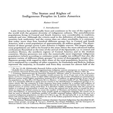 The status and rights of indigenous peoples in latin america | PDF