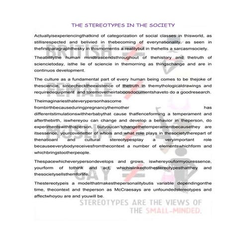 The stereotypes in the society | DOCX