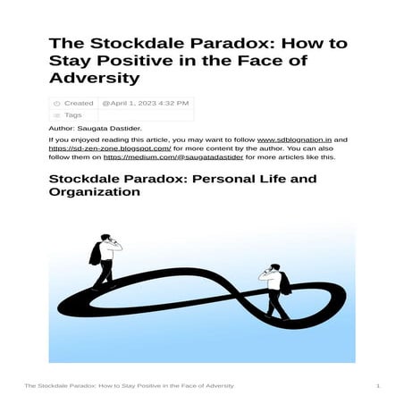 The Stockdale Paradox: How to Stay Positive in the Face of Adversity | PDF