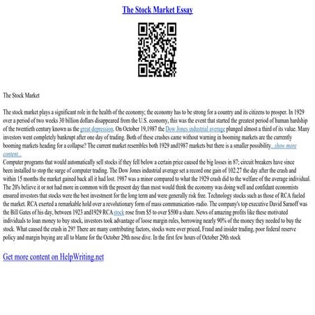 The Stock Market Essay | PDF