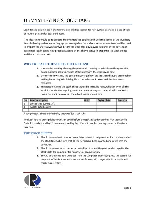 Stock Take Letter | PDF