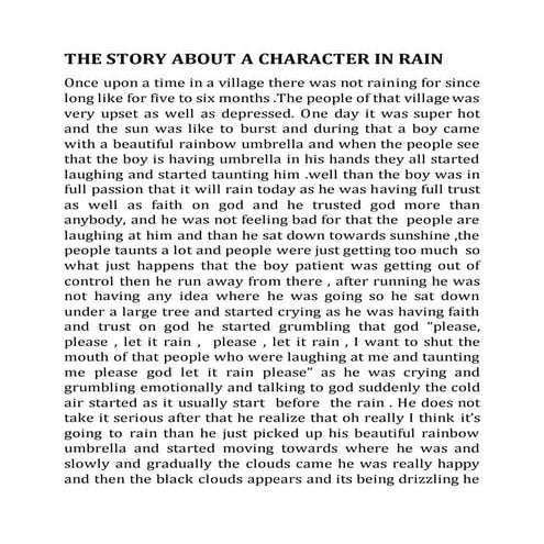 The story about a character in rain | DOCX