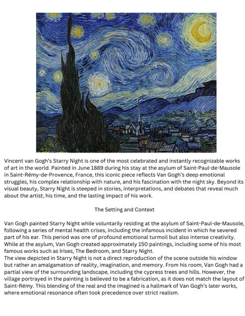 THE STARRY NIGHT ( analysis) | PPTX
