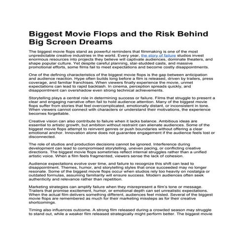 Biggest Movie Flops and the Risk Behind Big Screen Dreams | DOCX