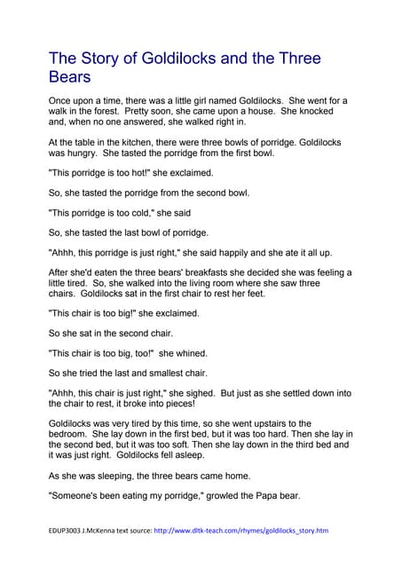 Story of goldilocks (1).pptx, educational PPT for children | PPTX