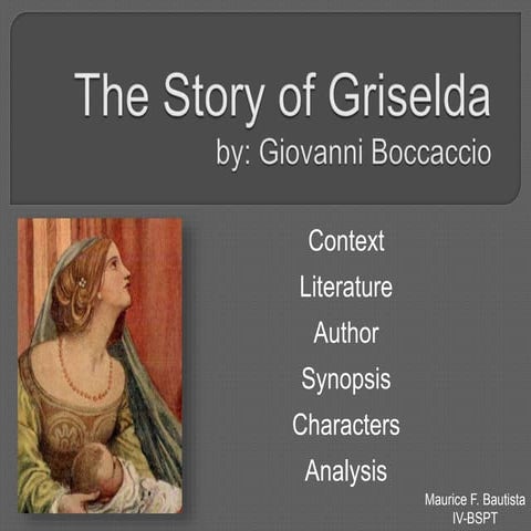 The Story of Griselda by Giovanni Boccaccio | PPTX