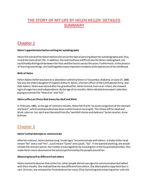 The Story Of My Life - HELEN KELLER | PPT