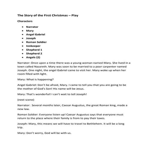 The Story of the First Christmas - Children's Play | PDF