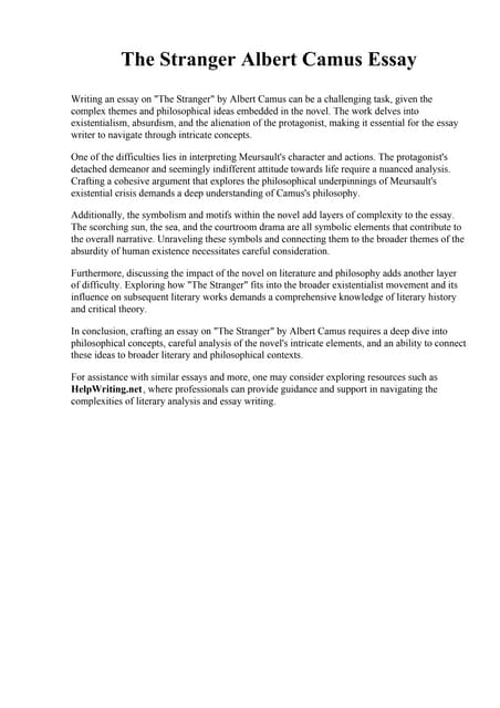 Albert Camus The Stranger Essay.pdf