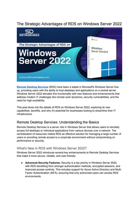 How Can Windows Server 2022 Remote Desktop Benefit Your Company? | PDF ...