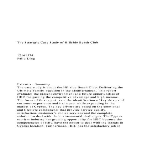 The Strategic Case Study of Hillside Beach Club.docx