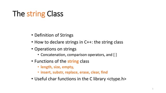 The String Class Ppt 3557