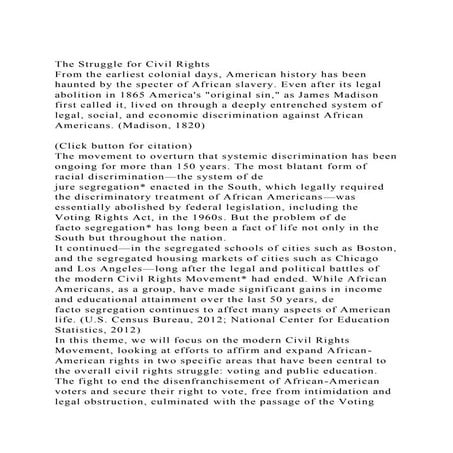 The Struggle for Civil RightsFrom the earliest colonial days, Am.docx