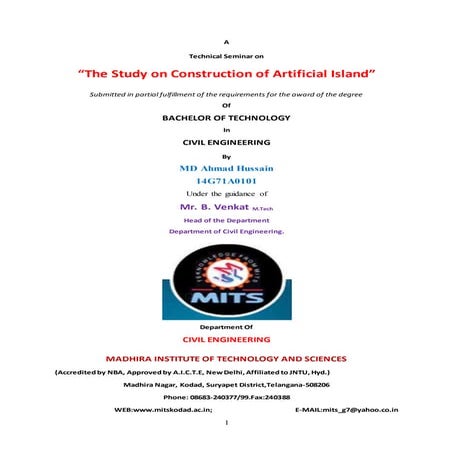 The study on construction of artificial island by Ahmad Hussain | DOCX