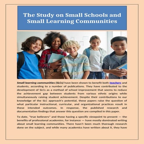 The Study on Small Schools and Small Learning Communities | PDF