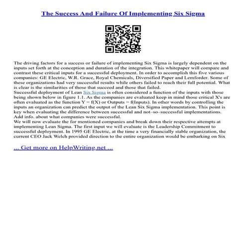 The Success And Failure Of Implementing Six Sigma | PDF