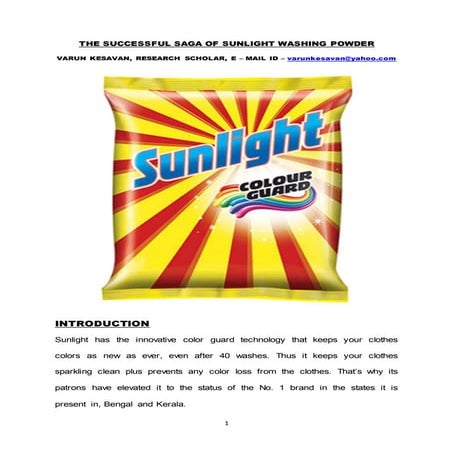 THE SUCCESSFUL SAGA OF SUNLIGHT WASHING POWDER | DOCX