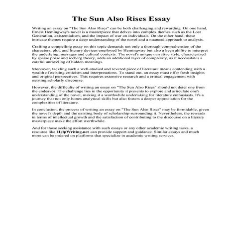 The Sun Also Rises Essay.pdf