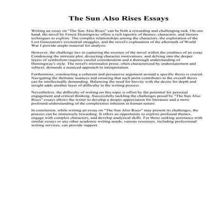 The Sun Also Rises Essays.pdf
