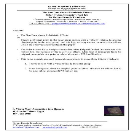 The sun data shows relativistic effects and motions | PDF