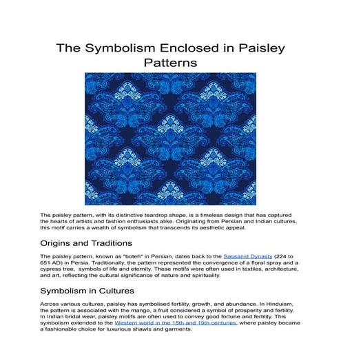The Symbolism Enclosed in Paisley Patterns | PDF