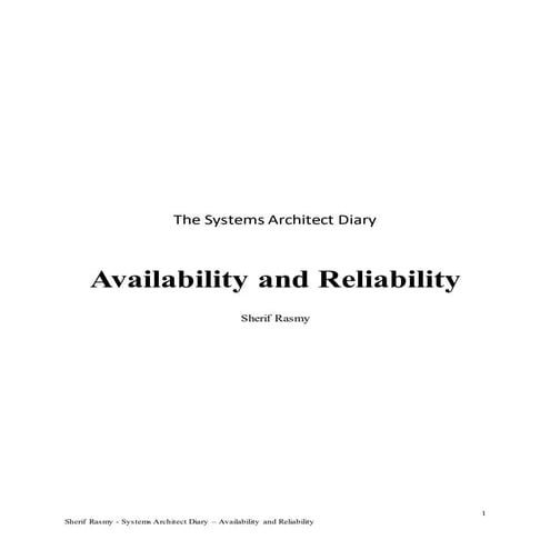 The Systems Architect Diary - Availability and Reliability | PDF
